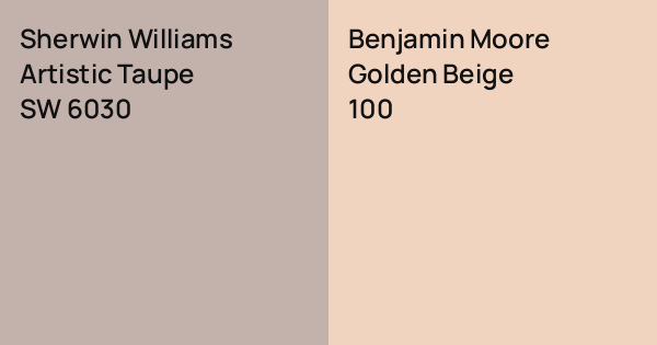 Sherwin Williams Artistic Taupe vs. Benjamin Moore Golden Beige comparison