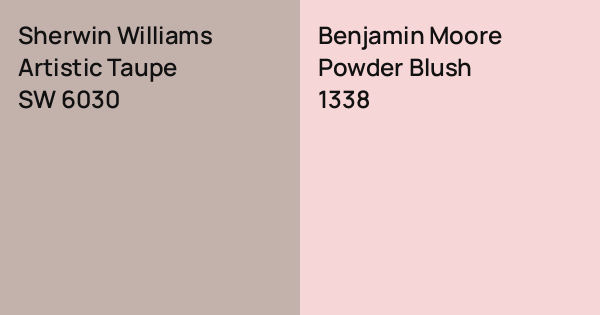 Sherwin Williams Artistic Taupe vs. Benjamin Moore Powder Blush comparison