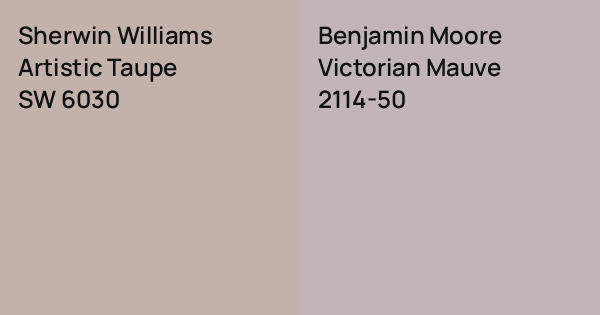 Sherwin Williams Artistic Taupe vs. Benjamin Moore Victorian Mauve ...