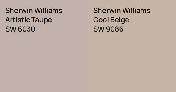 Sherwin Williams Artistic Taupe vs. Sherwin Williams Cool Beige comparison