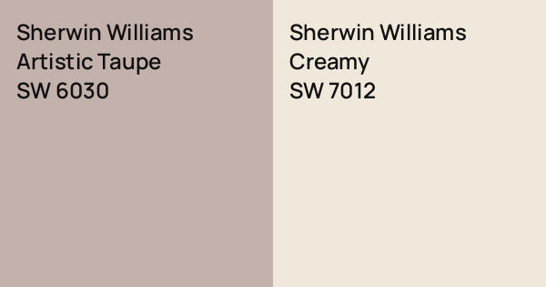 Sherwin Williams Artistic Taupe vs. Sherwin Williams Creamy comparison