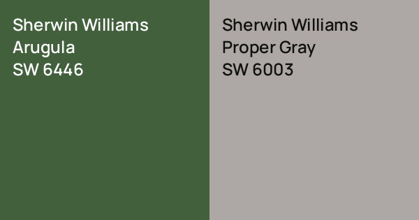 Sherwin Williams Arugula vs. Sherwin Williams Proper Gray comparison