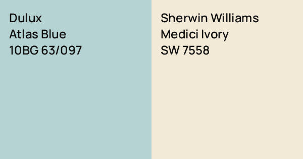 Dulux Atlas Blue vs. Sherwin Williams Medici Ivory comparison