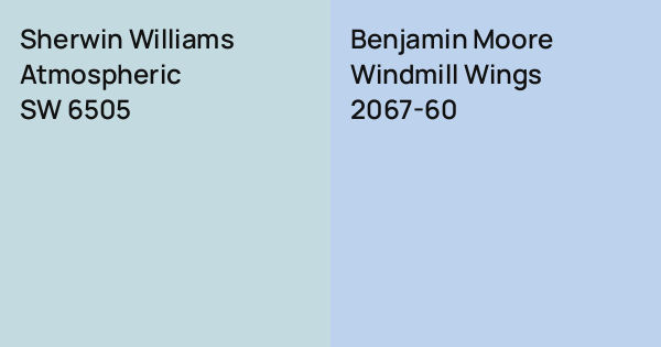 Sherwin Williams Atmospheric vs. Benjamin Moore Windmill Wings comparison