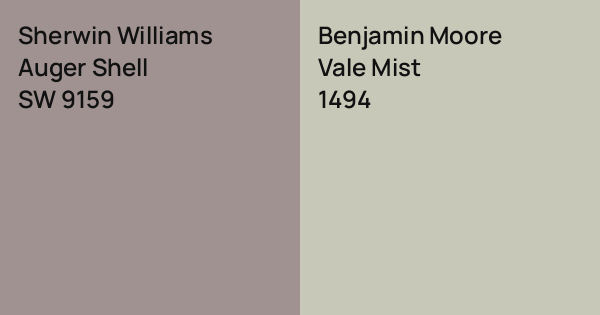 Sherwin Williams Auger Shell vs. Benjamin Moore Vale Mist comparison