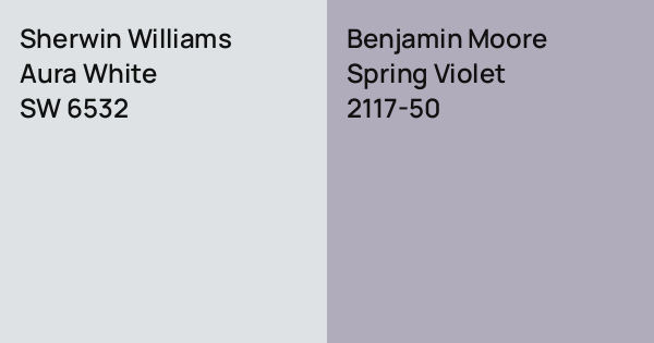 Sherwin Williams Aura White vs. Benjamin Moore Spring Violet comparison