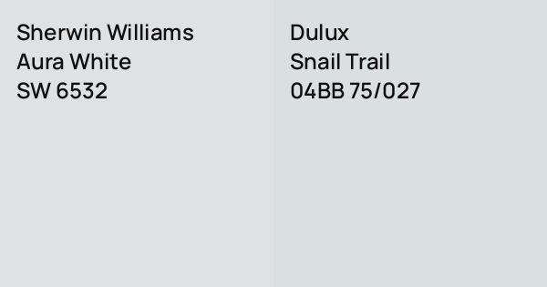 Sherwin Williams Aura White vs. Dulux Snail Trail comparison