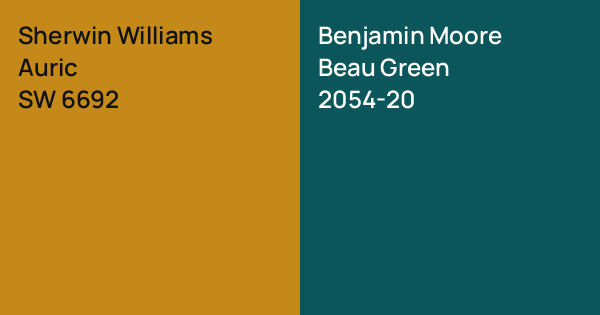 Sherwin Williams Auric vs. Benjamin Moore Beau Green comparison