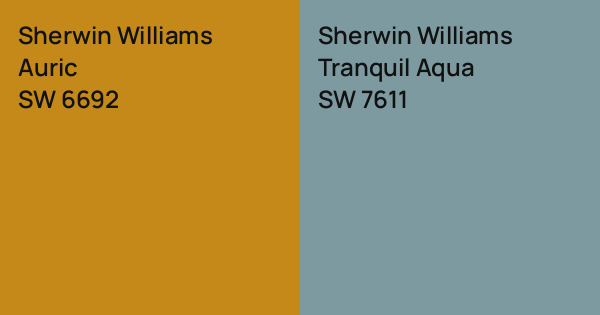 Sherwin Williams Auric vs. Sherwin Williams Tranquil Aqua comparison