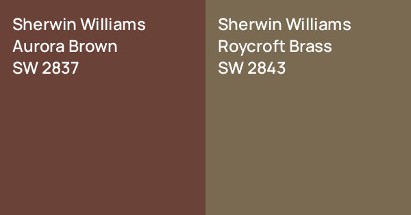 Sherwin Williams Aurora Brown vs. Sherwin Williams Roycroft Brass ...