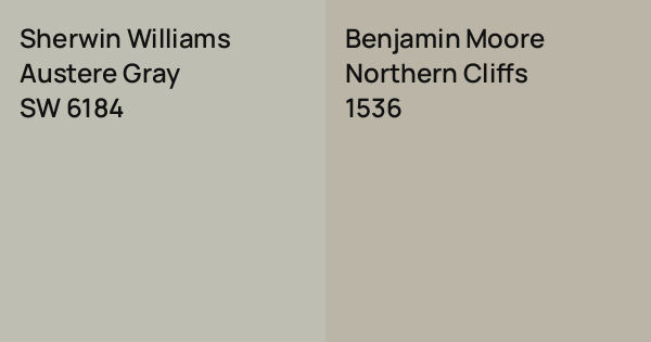 Sherwin Williams Austere Gray vs. Benjamin Moore Northern Cliffs comparison