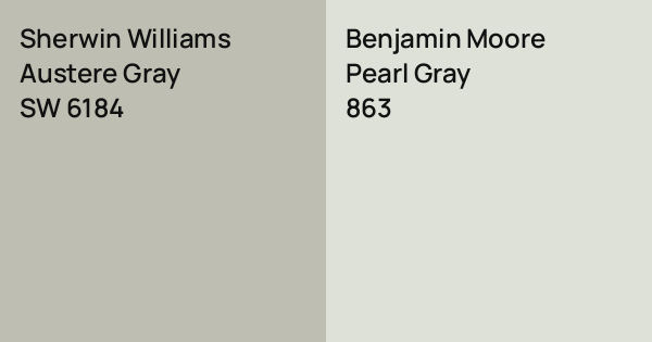 Sherwin Williams Austere Gray vs. Benjamin Moore Pearl Gray comparison