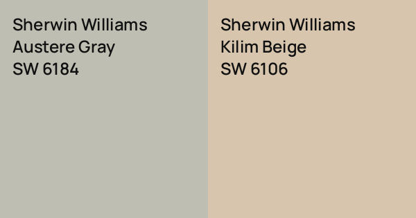 Sherwin Williams Austere Gray vs. Sherwin Williams Kilim Beige comparison