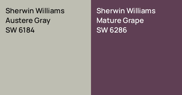 Sherwin Williams Austere Gray vs. Sherwin Williams Mature Grape comparison