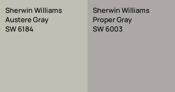 Sherwin Williams Austere Gray vs. Sherwin Williams Proper Gray comparison