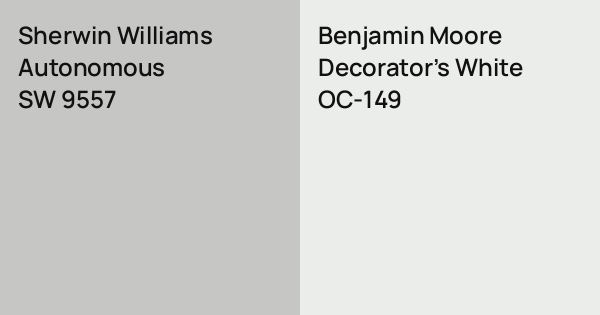 Sherwin Williams Autonomous vs. Benjamin Moore Decorator's White comparison