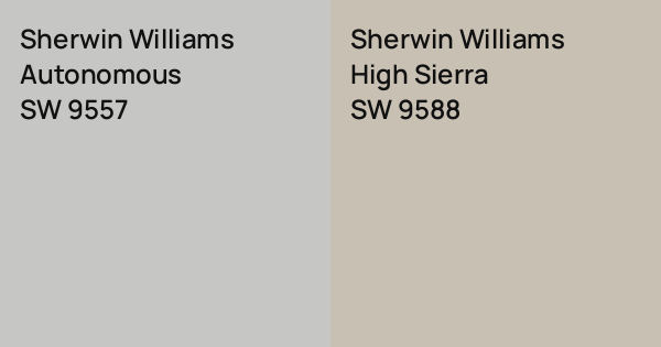 Sherwin Williams Autonomous vs. Sherwin Williams High Sierra comparison