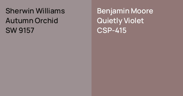 Sherwin Williams Autumn Orchid vs. Benjamin Moore Quietly Violet comparison