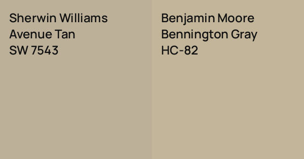 Sherwin Williams Avenue Tan vs. Benjamin Moore Bennington Gray comparison
