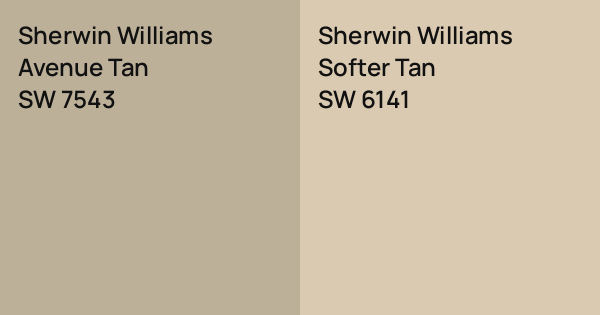 Sherwin Williams Avenue Tan vs. Sherwin Williams Softer Tan comparison