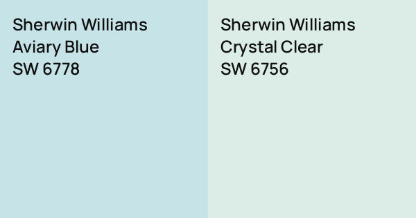 Sherwin Williams Aviary Blue vs. Sherwin Williams Crystal Clear comparison