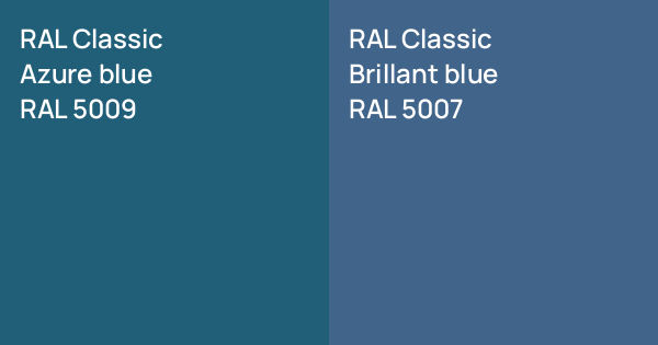 RAL Classic Azure blue vs. RAL Classic Brillant blue comparison