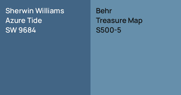 Sherwin Williams Azure Tide vs. Behr Treasure Map comparison
