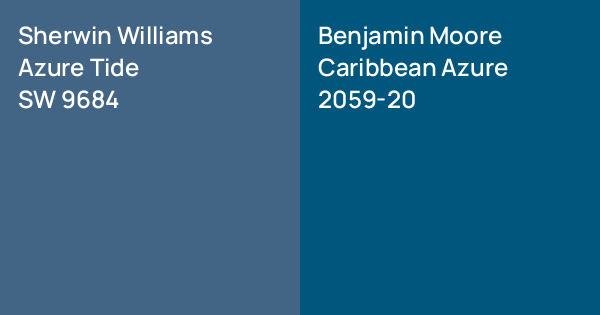 Sherwin Williams Azure Tide vs. Benjamin Moore Caribbean Azure comparison