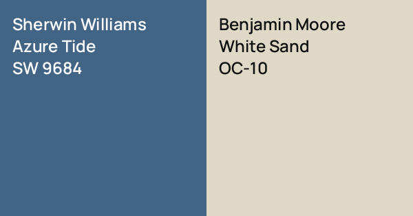 Sherwin Williams Azure Tide vs. Benjamin Moore White Sand comparison