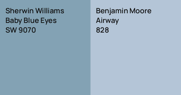Sherwin Williams Baby Blue Eyes vs. Benjamin Moore Airway comparison