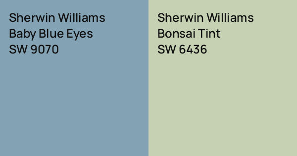Sherwin Williams Baby Blue Eyes vs. Sherwin Williams Bonsai Tint comparison