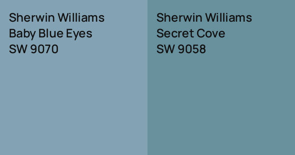 Sherwin Williams Baby Blue Eyes vs. Sherwin Williams Secret Cove comparison