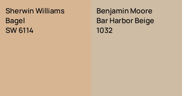 Sherwin Williams Bagel vs. Benjamin Moore Bar Harbor Beige comparison