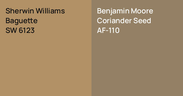 Sherwin Williams Baguette vs. Benjamin Moore Coriander Seed comparison