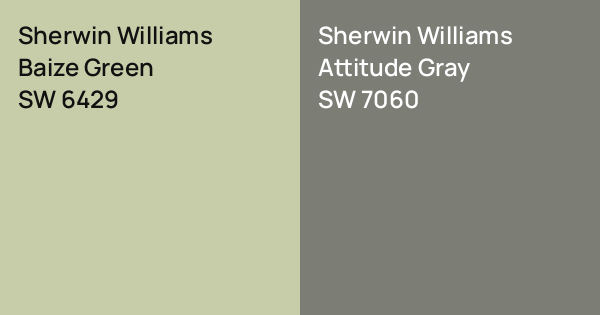 Sherwin Williams Baize Green vs. Sherwin Williams Attitude Gray comparison