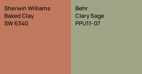 Sherwin Williams Baked Clay vs. Behr Clary Sage comparison