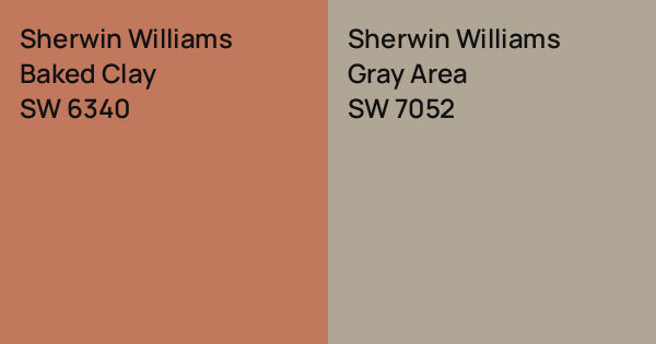Sherwin Williams Baked Clay vs. Sherwin Williams Gray Area comparison