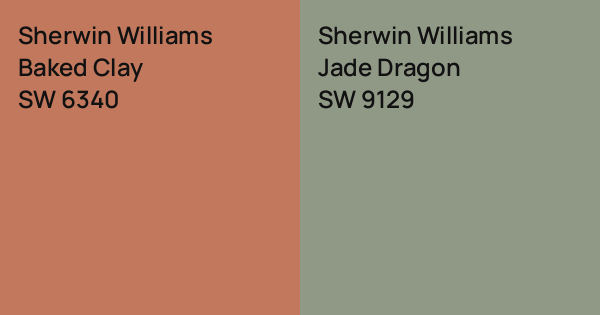 Sherwin Williams Baked Clay vs. Sherwin Williams Jade Dragon comparison