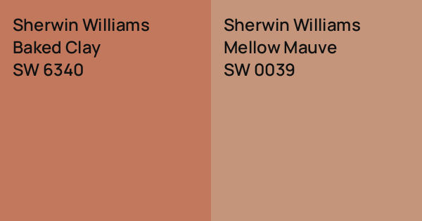 Sherwin Williams Baked Clay vs. Sherwin Williams Mellow Mauve comparison