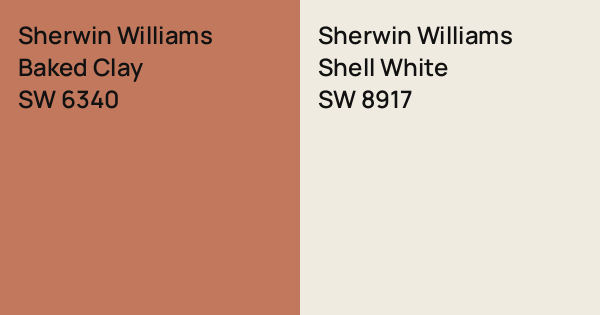 Sherwin Williams Baked Clay vs. Sherwin Williams Shell White comparison