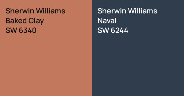 Sherwin Williams Baked Clay vs. Sherwin Williams Naval comparison