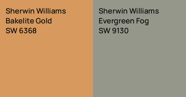 Sherwin Williams Bakelite Gold vs. Sherwin Williams Evergreen Fog ...