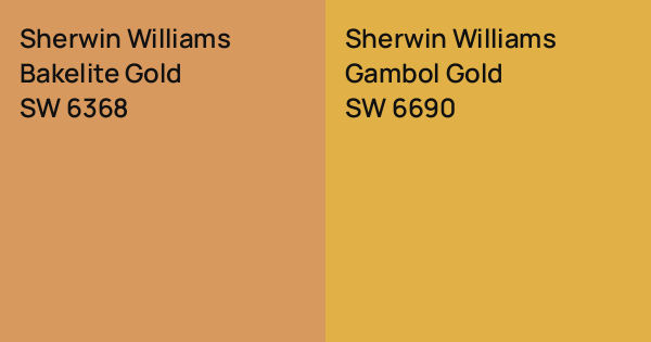 Sherwin Williams Bakelite Gold vs. Sherwin Williams Gambol Gold comparison