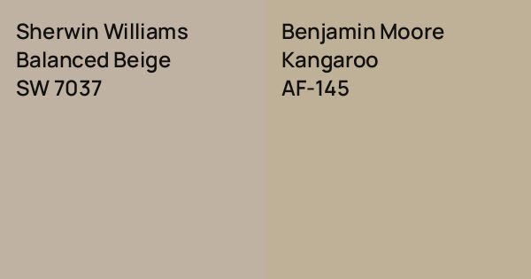 Sherwin Williams Balanced Beige vs. Benjamin Moore Kangaroo comparison
