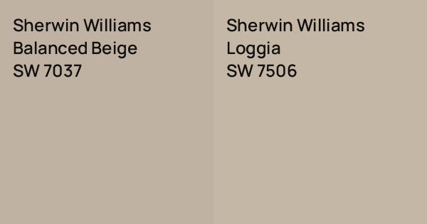 Sherwin Williams Balanced Beige vs. Sherwin Williams Loggia comparison