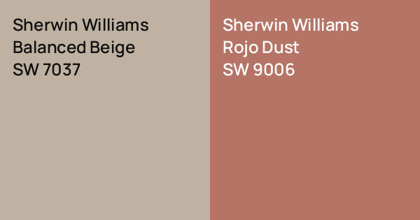 Sherwin Williams Balanced Beige vs. Sherwin Williams Rojo Dust comparison