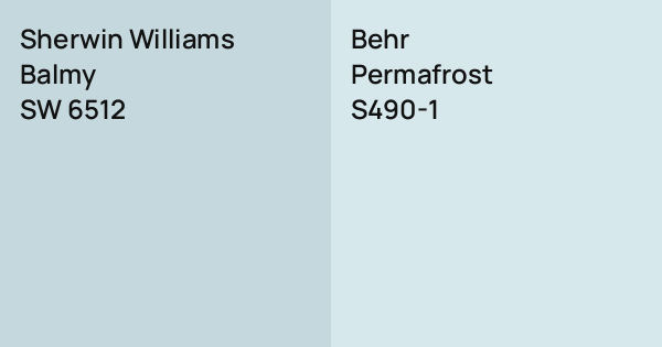 Sherwin Williams Balmy vs. Behr Permafrost comparison