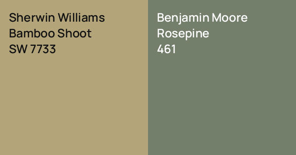Sherwin Williams Bamboo Shoot vs. Benjamin Moore Rosepine comparison
