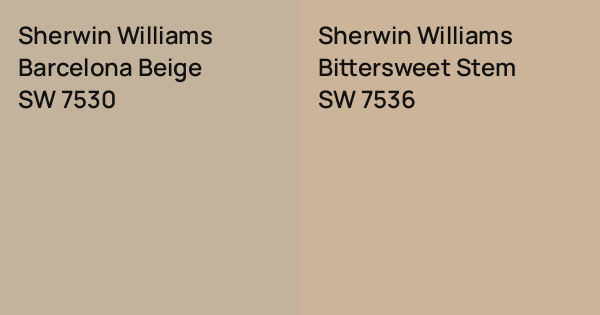 Sherwin Williams Barcelona Beige vs. Sherwin Williams Bittersweet Stem ...