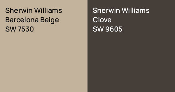 Sherwin Williams Barcelona Beige vs. Sherwin Williams Clove comparison